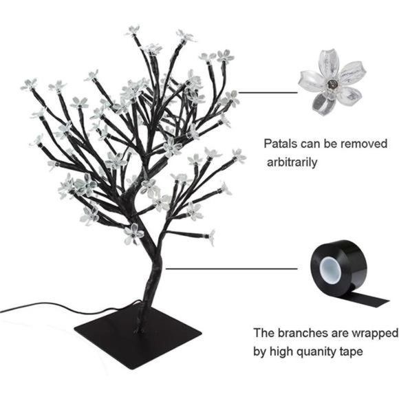 Holiday | 23inch 9 Leds Cherry Blossom Tree Lights Desk Top Bonsai Tree ...